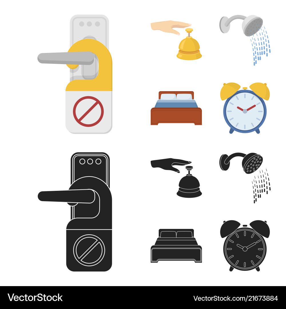 Call at the reception alarm clock bed shower Vector Image
