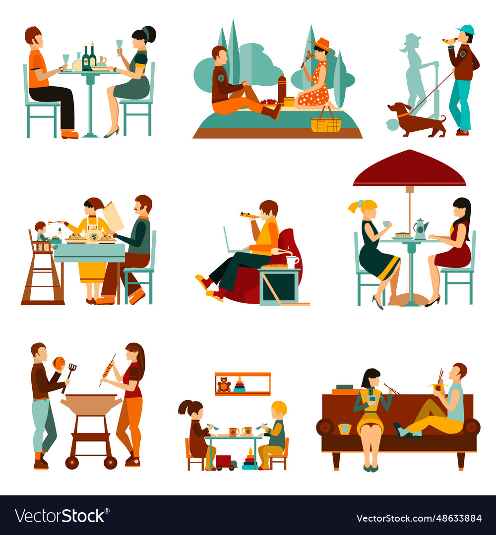 Eating people icons set eating people icons set Vector Image Eating people icons set eating people icons set Vector Image