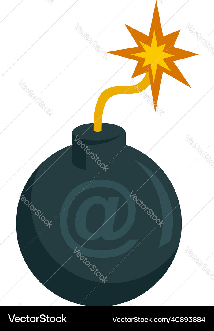 Email fraud bomb icon flat isolated Royalty Free Vector