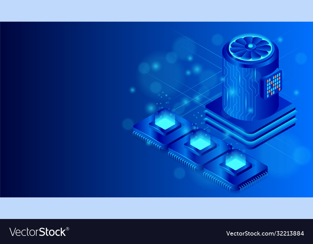 Server room big data processing central Royalty Free Vector