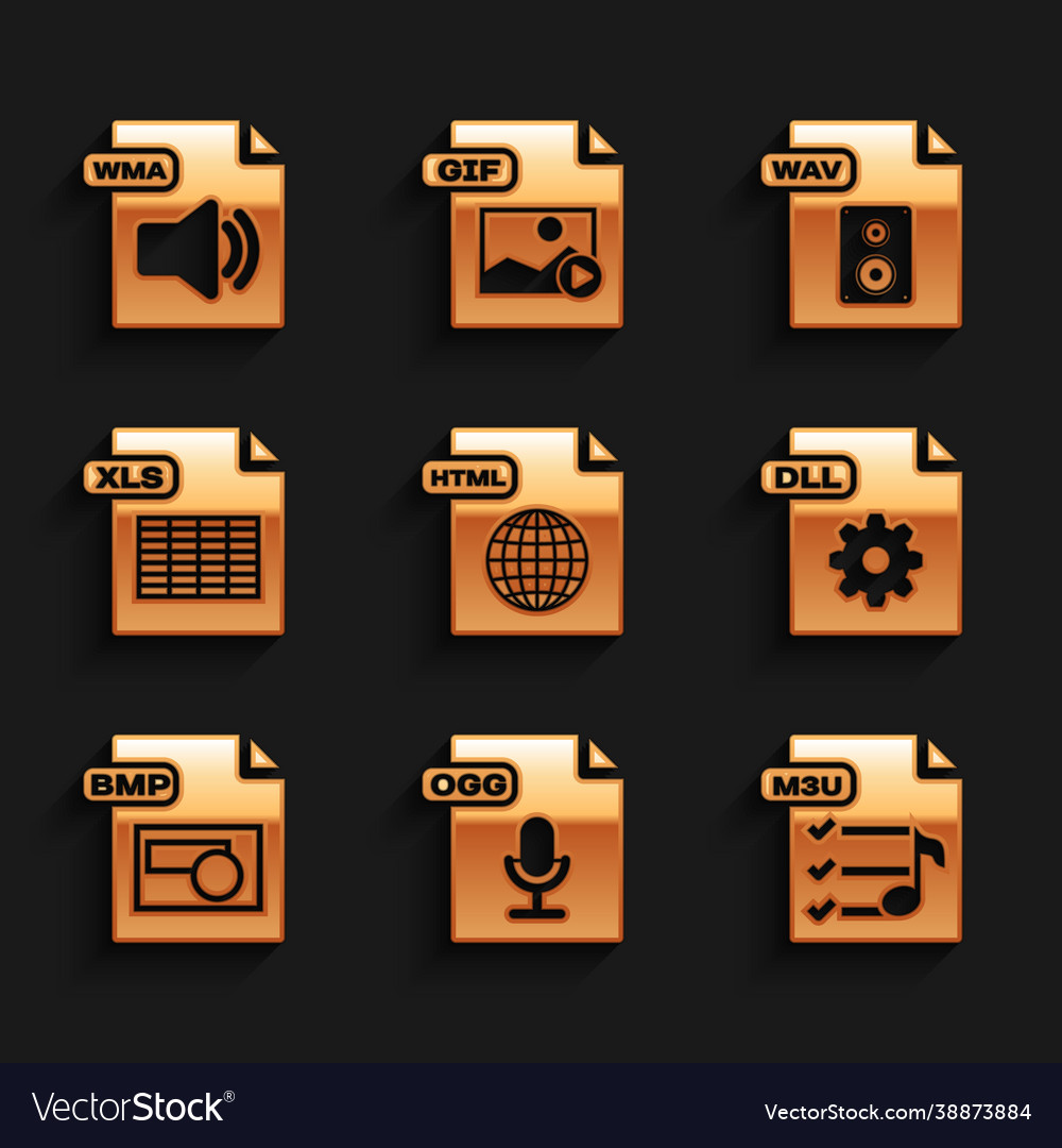 Set Html File Document Ogg M3u Dll Bmp Xls Vector Image
