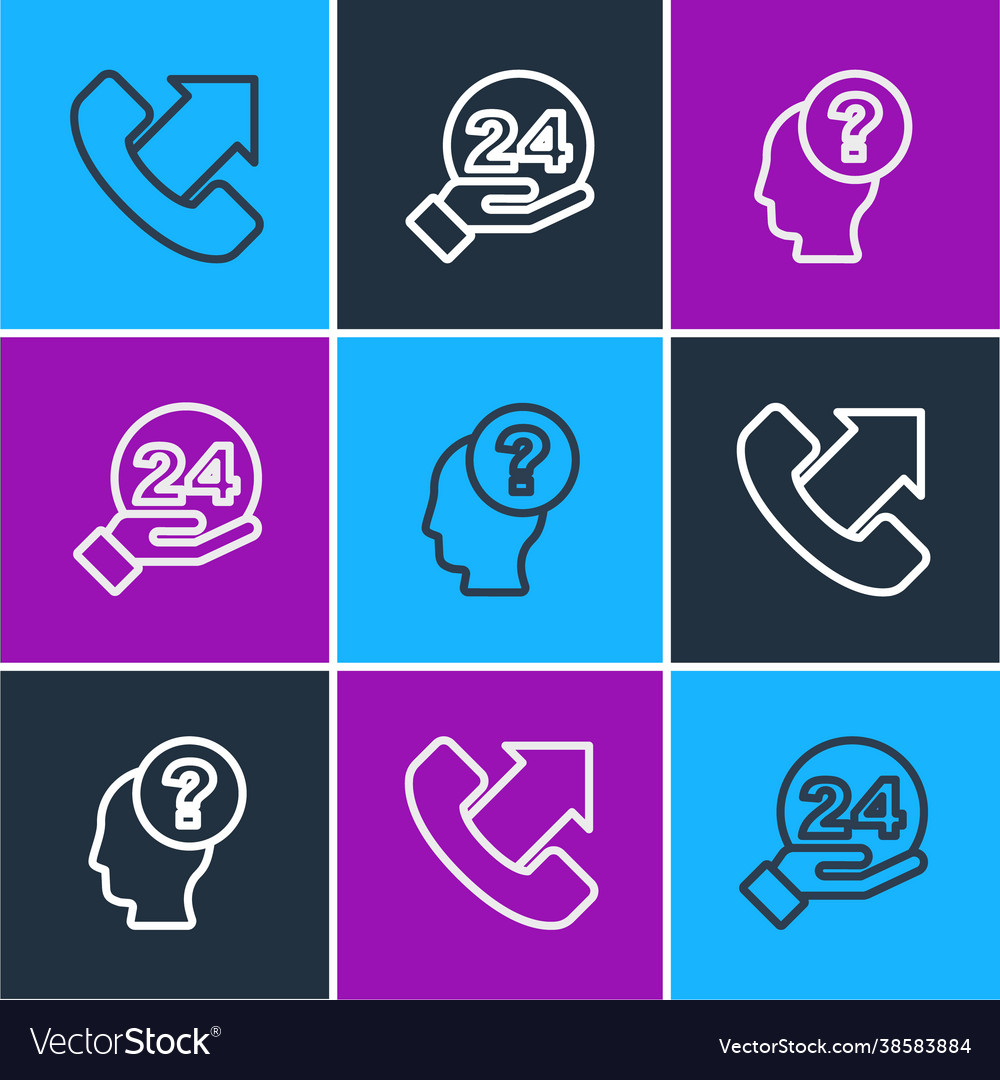 Set line telephone 24 hours support head Vector Image Set line telephone 24 hours support head Vector Image