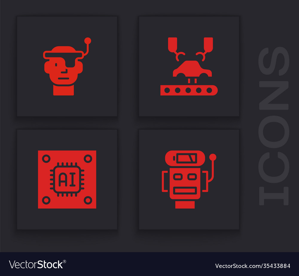 Set robot low battery charge smart glasses Vector Image Set robot low battery charge smart glasses Vector Image