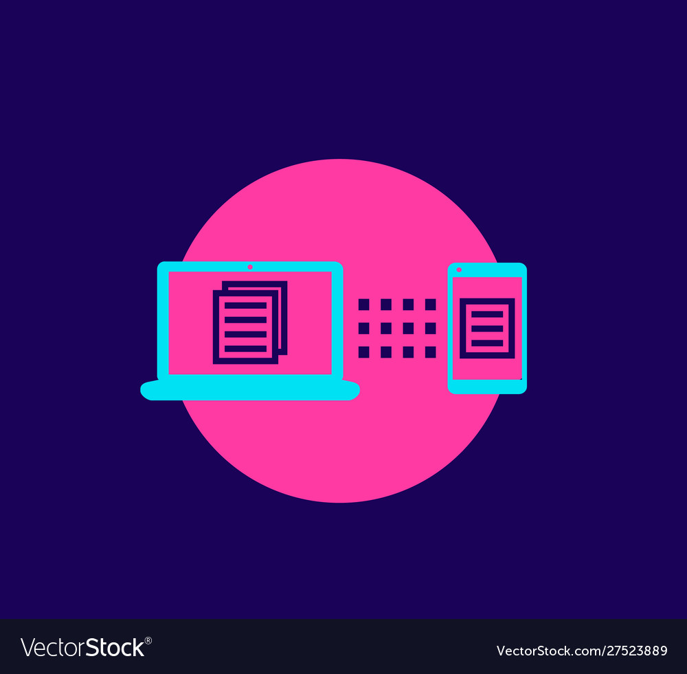 Data Synchronization Between Laptop And Phone Vector Image