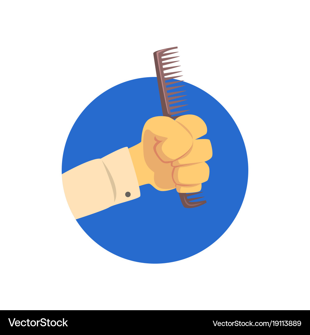 Hand holding hairdressing comb symbol Royalty Free Vector