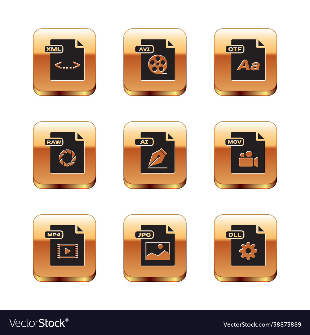 Set xml file document mp4 jpg ai raw otf dll Vector Image Set xml file document mp4 jpg ai raw otf dll Vector Image