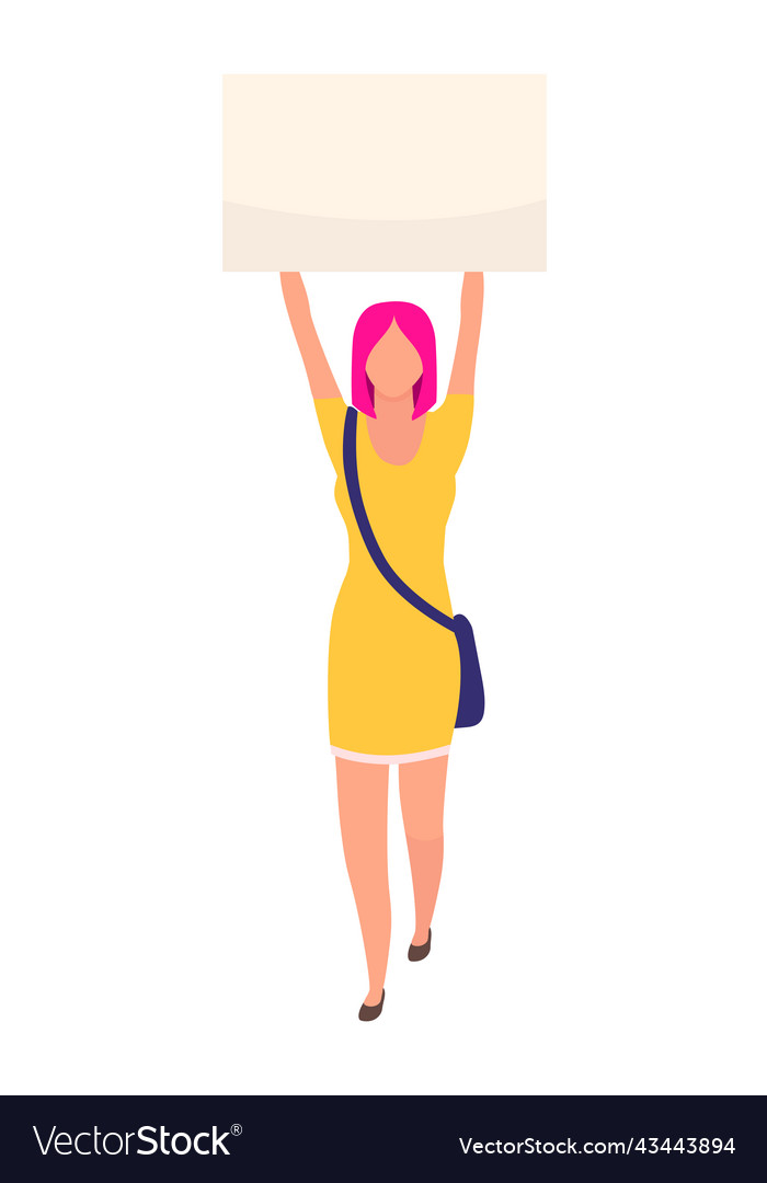 Protester holding blank placard semi flat color Vector Image Protester holding blank placard semi flat color Vector Image