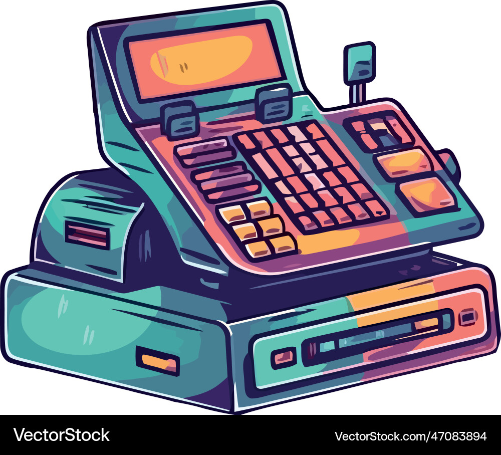 Retro register machine supply tech Royalty Free Vector Image