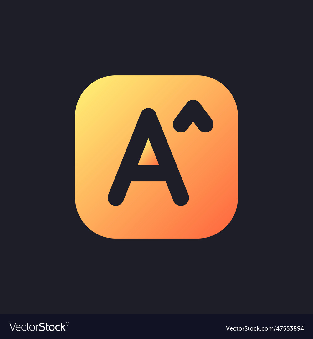 Text Size Orange Solid Gradient Ui Icon For Dark Vector Image