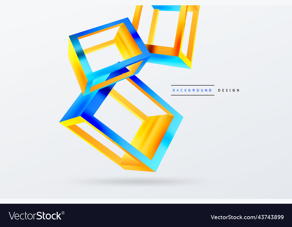 3d Cube Shapes Geometric Background Trendy Vector Image