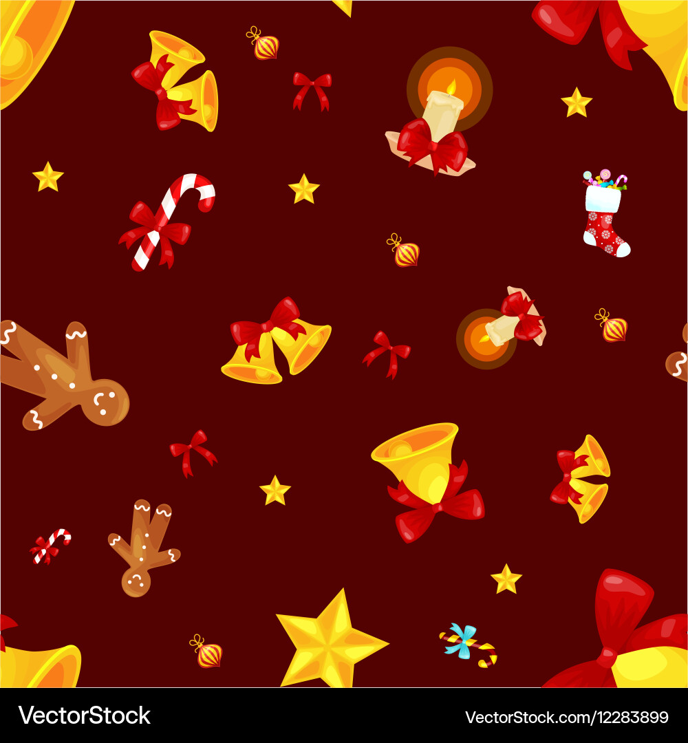 Christmas seamless pattern gingerbread man Vector Image