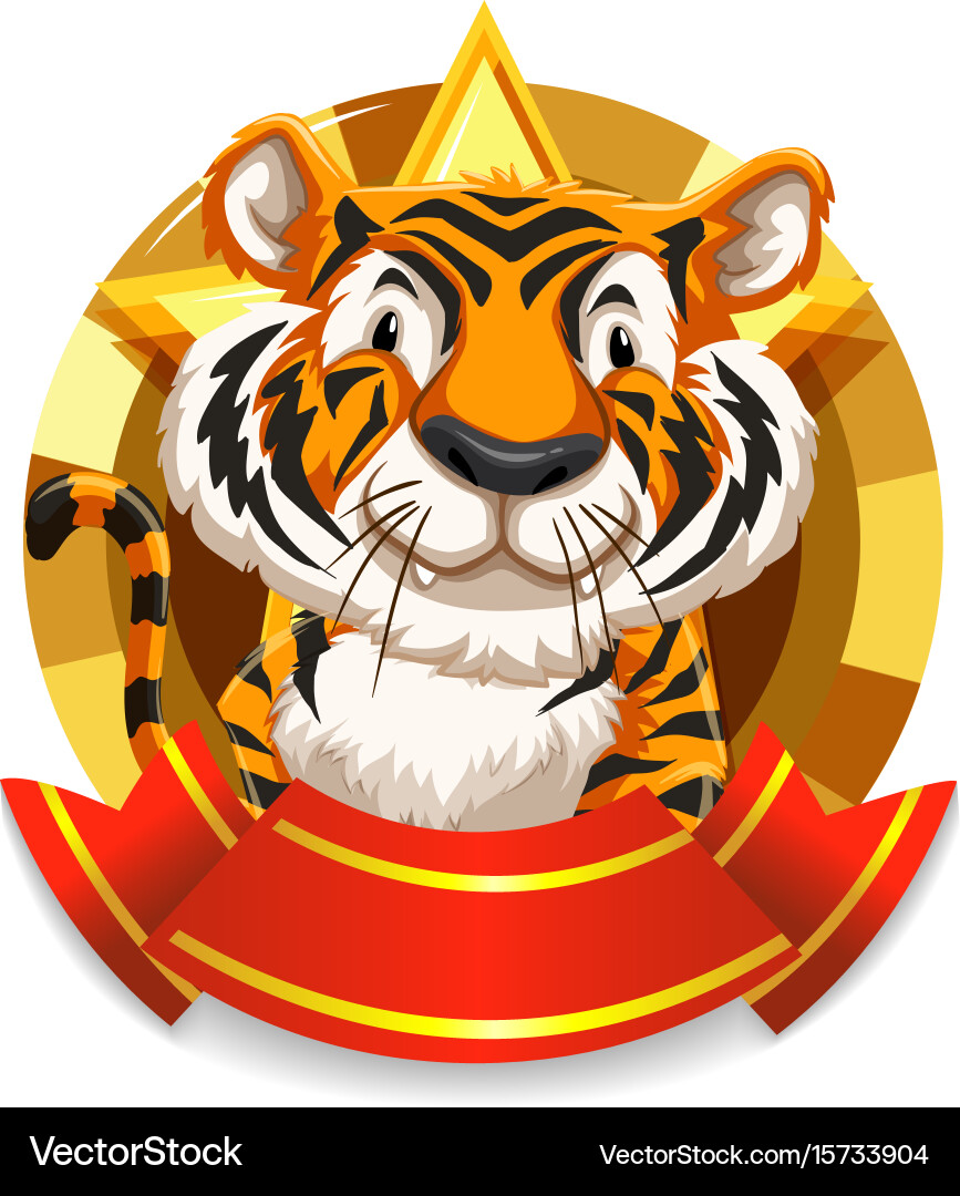 Banner design with wild tiger Royalty Free Vector Image