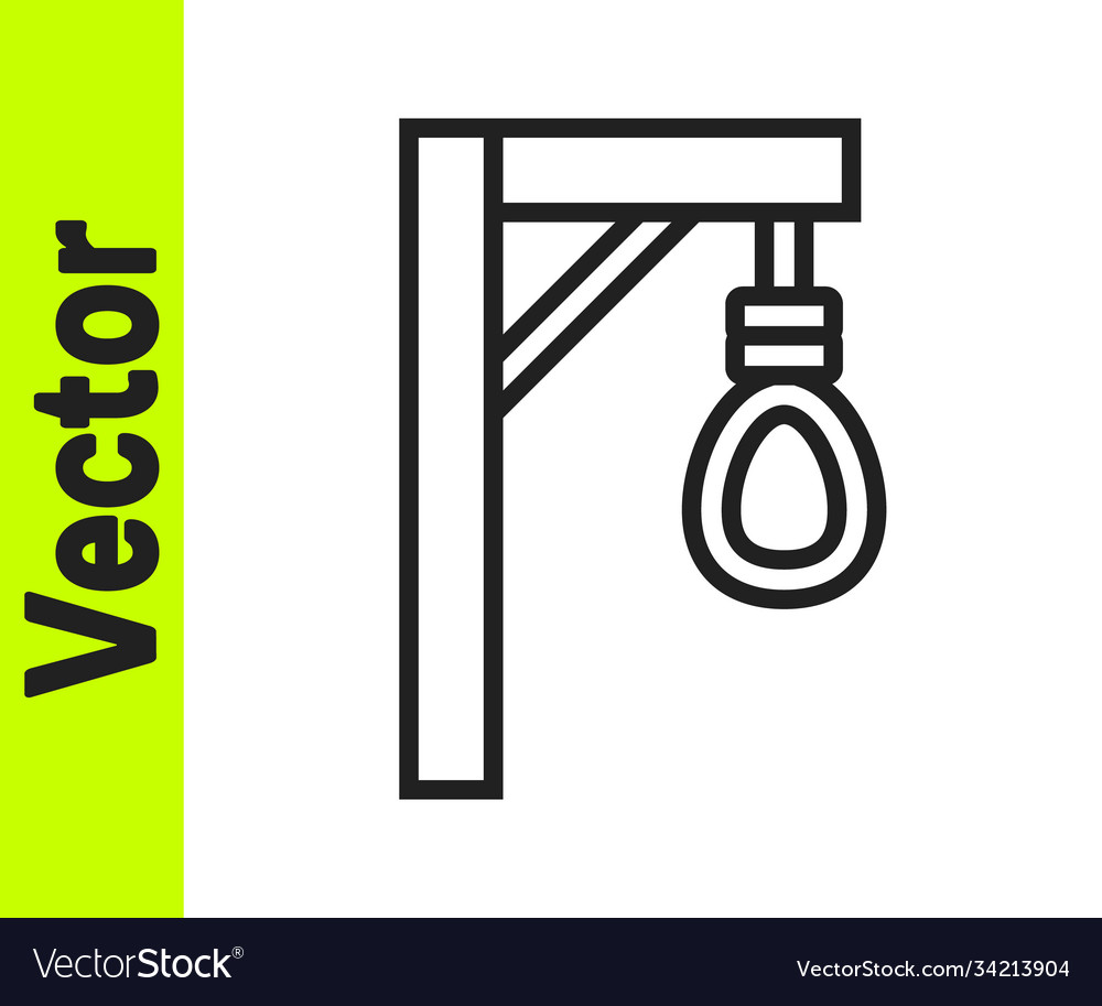 Black line gallows rope loop hanging icon isolated