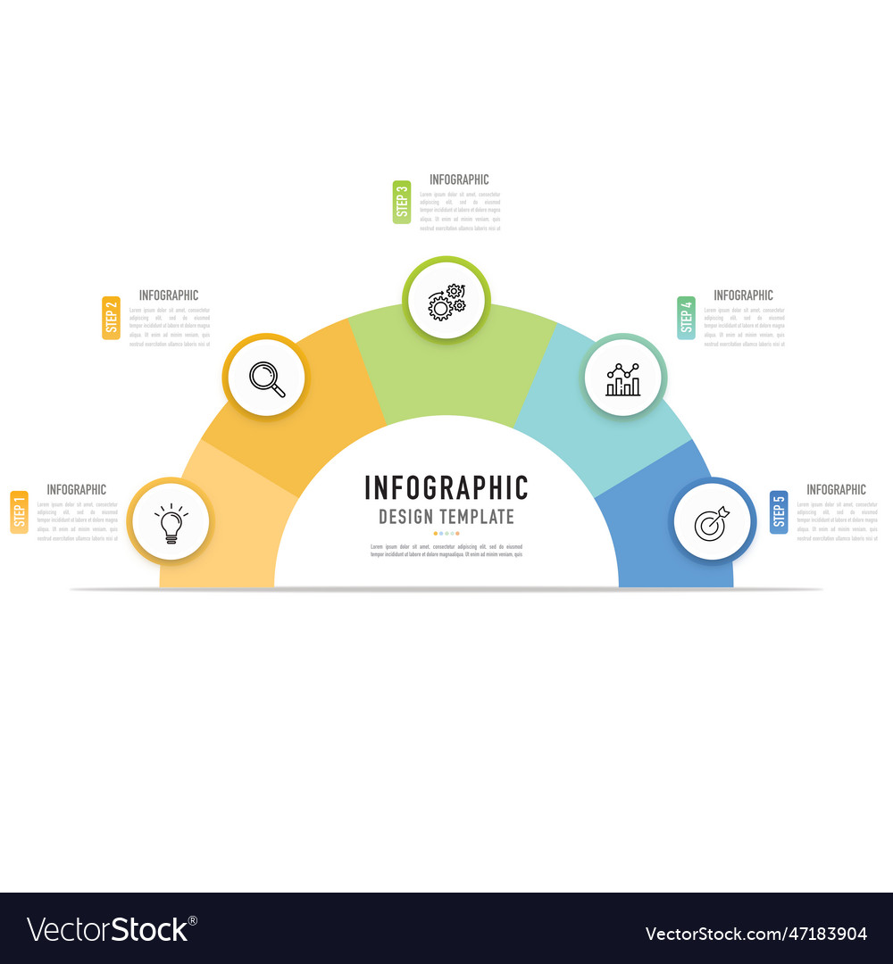 Semicircular paper origami infographic Royalty Free Vector Semicircular paper origami infographic Royalty Free Vector