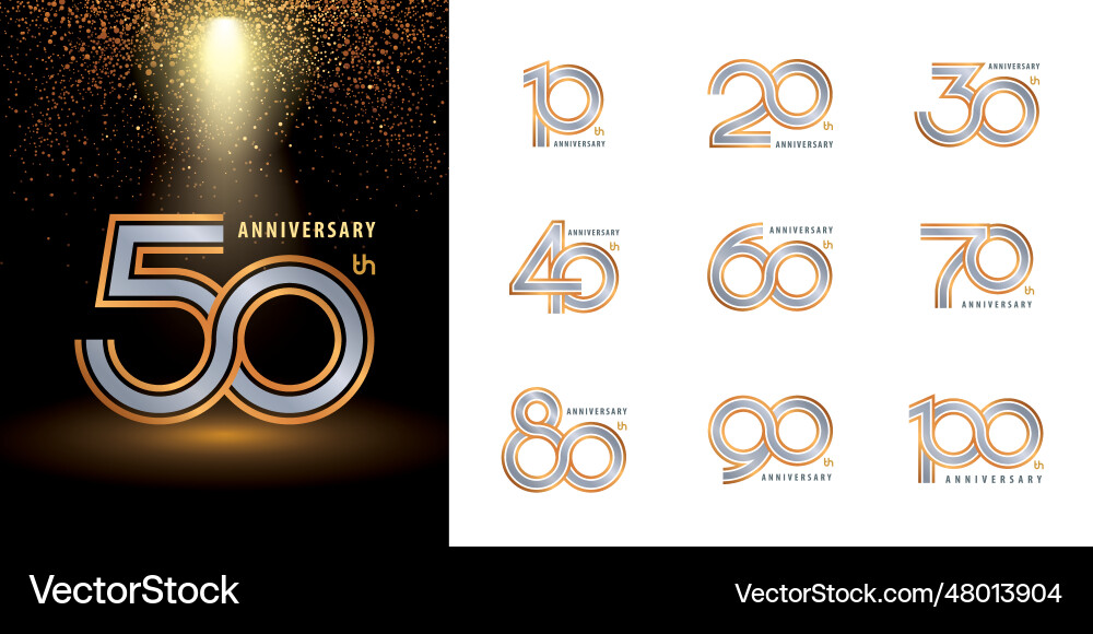 Set of anniversary logotype design celebrating Vector Image