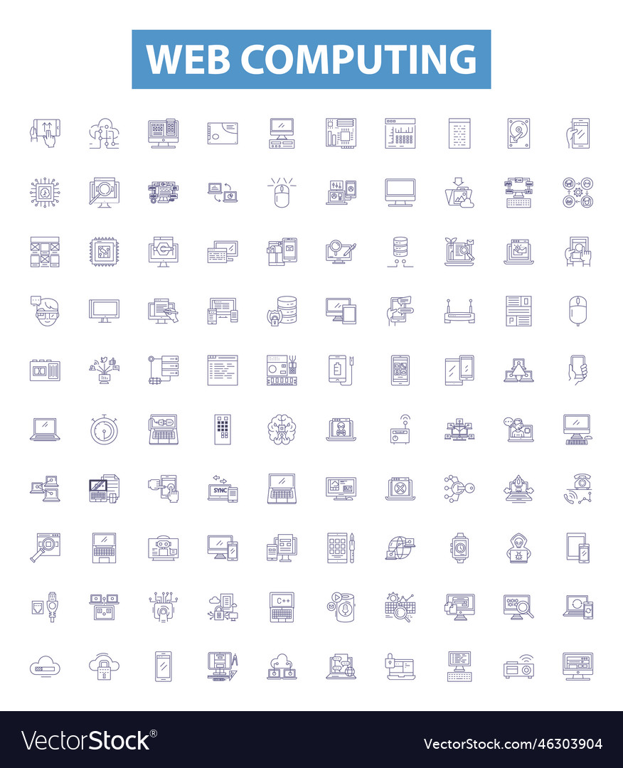 Web Computing Line Icons Signs Set Royalty Free Vector Image