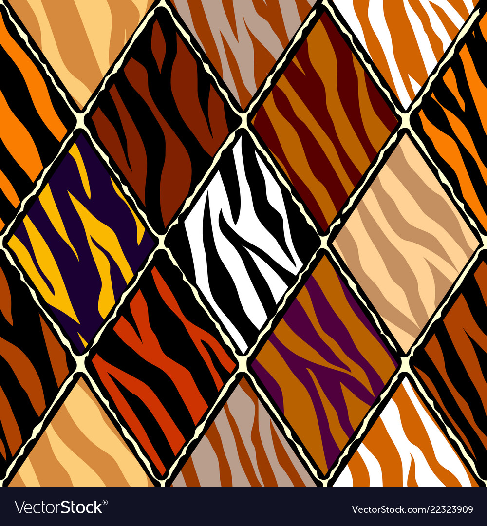 Abstract brown animal exotic pattern in patchwork Vector Image