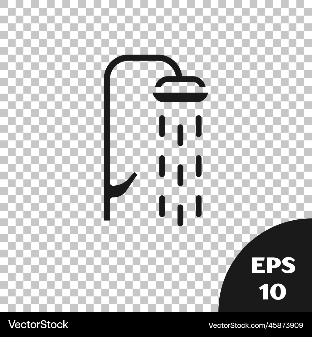 Black shower head with water drops flowing icon Vector Image