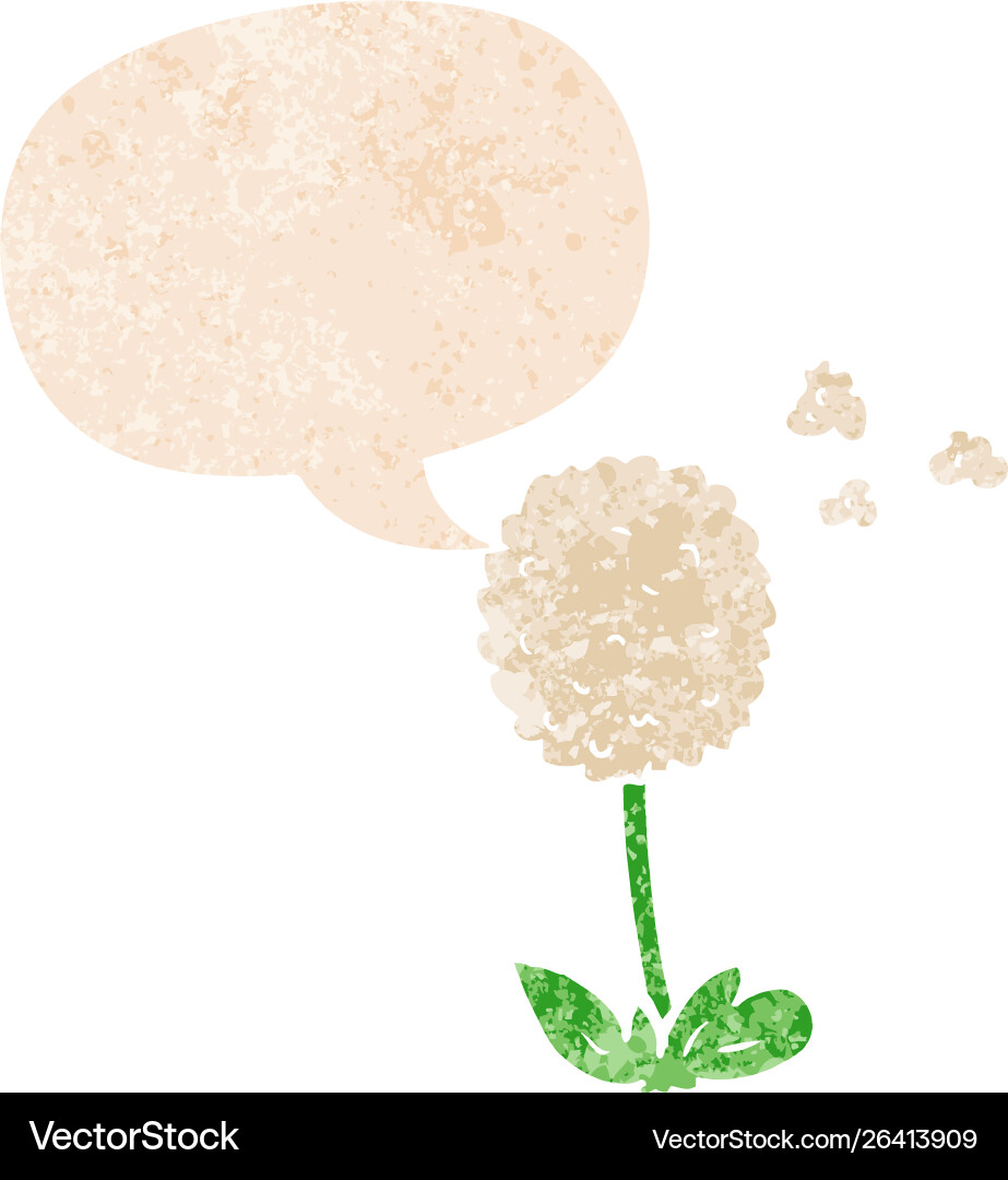 Cartoon flower and speech bubble in retro Vector Image