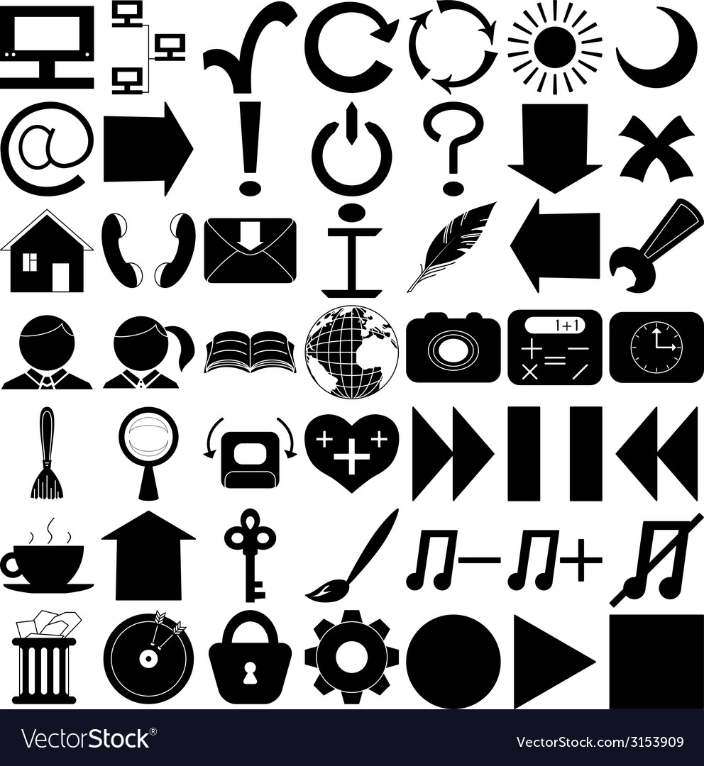 Computer program signs silhouettes Royalty Free Vector Image