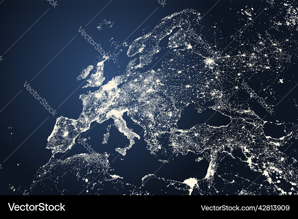 Europe cities and communication lights map Vector Image