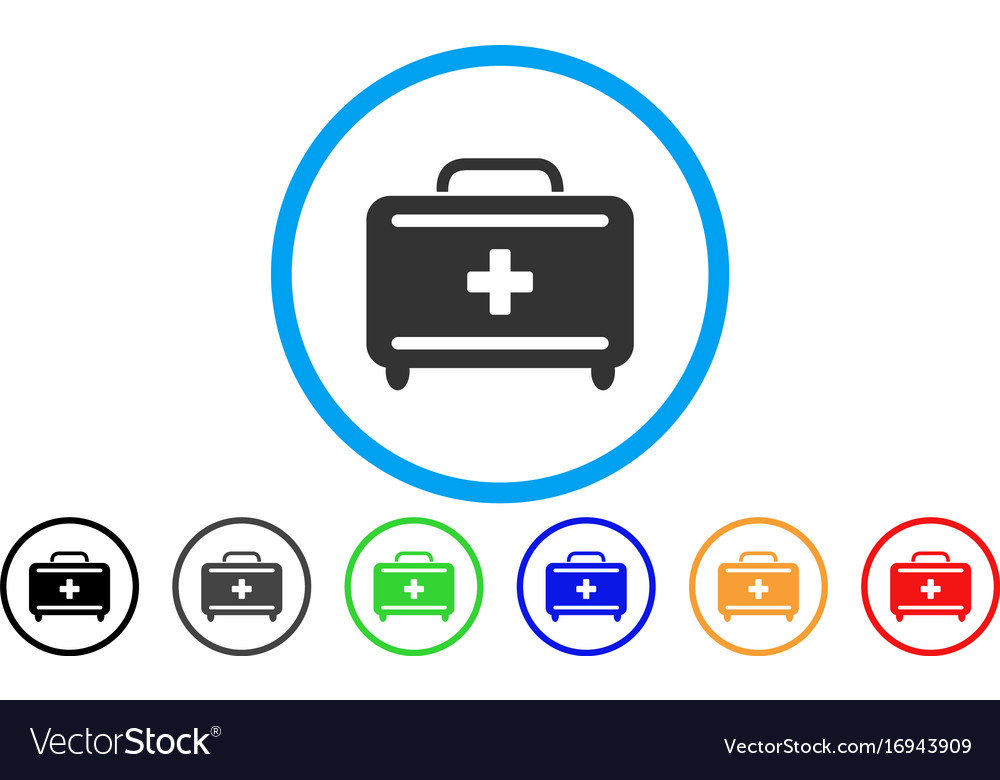 First aid toolkit rounded icon Royalty Free Vector Image
