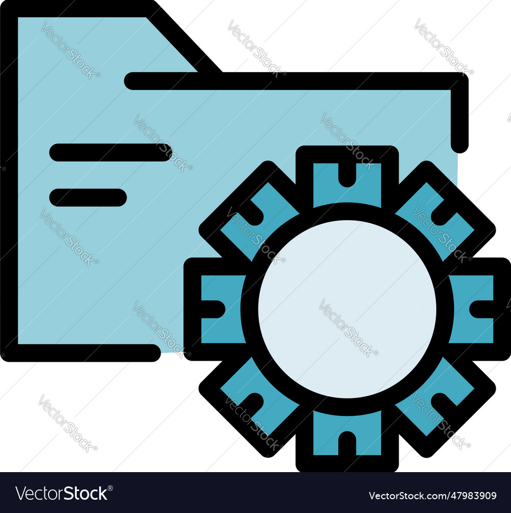 Gear folder icon flat Royalty Free Vector Image