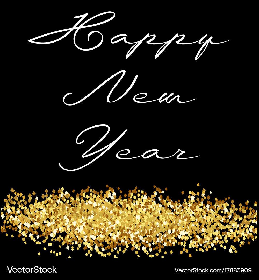 Happy new year gold glitter Royalty Free Vector Image