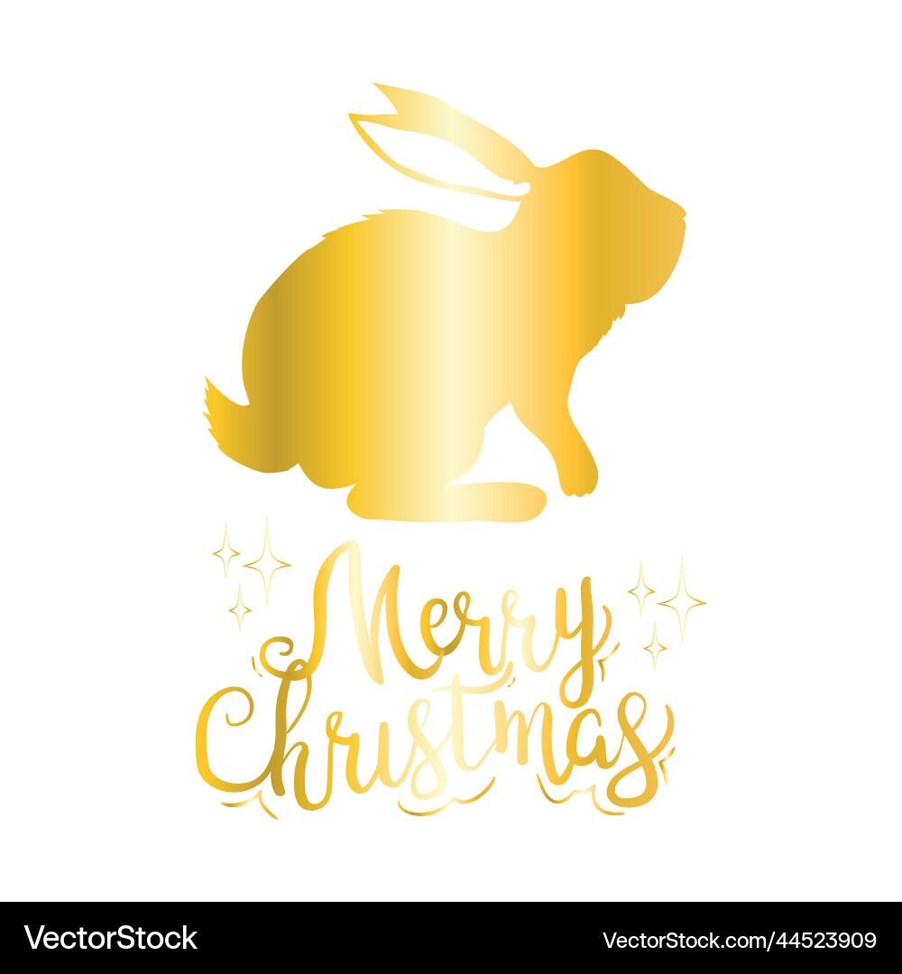 Realistic golden rabbit gold metallic bunny Vector Image