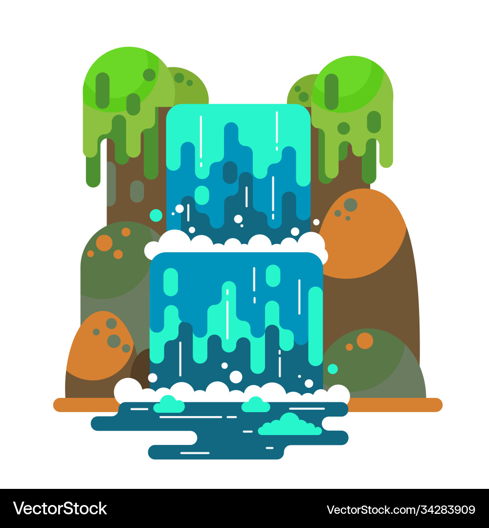Waterfall landscape mountain river with cascade Vector Image