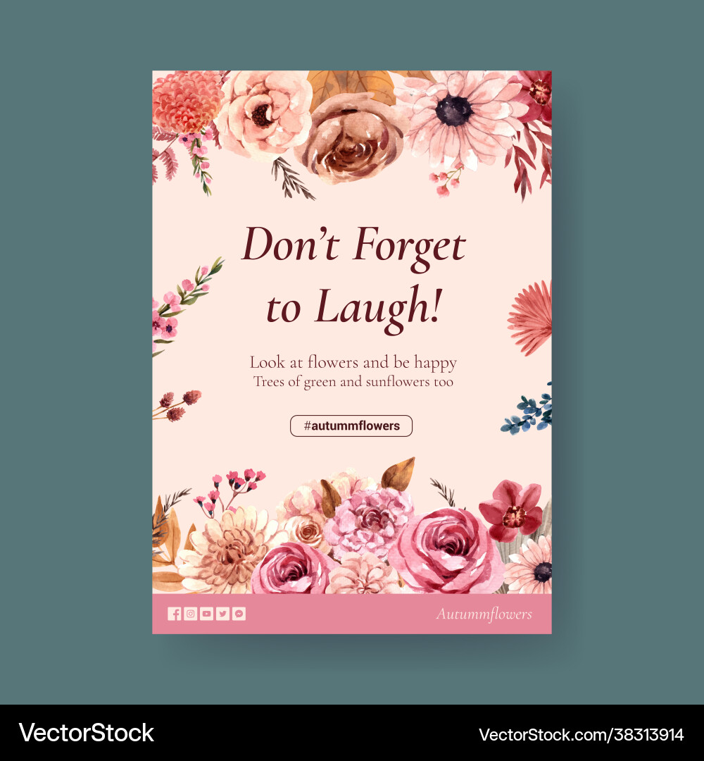 Poster template with autumn flower concept design Vector Image