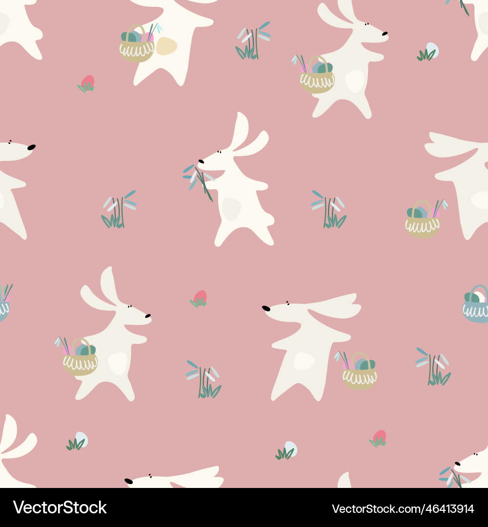 Seamless pattern on easter theme with easter bunny
