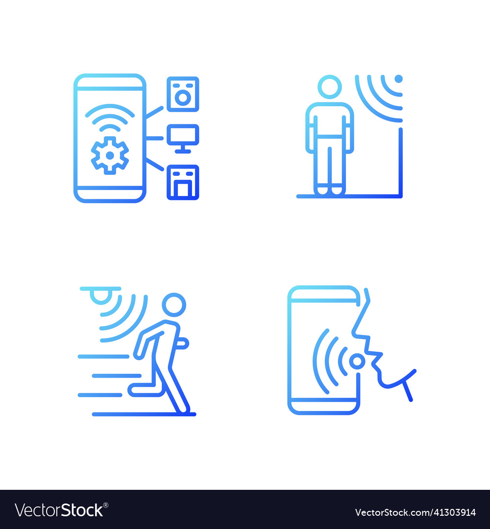 Sensor technology gradient linear icons set Vector Image