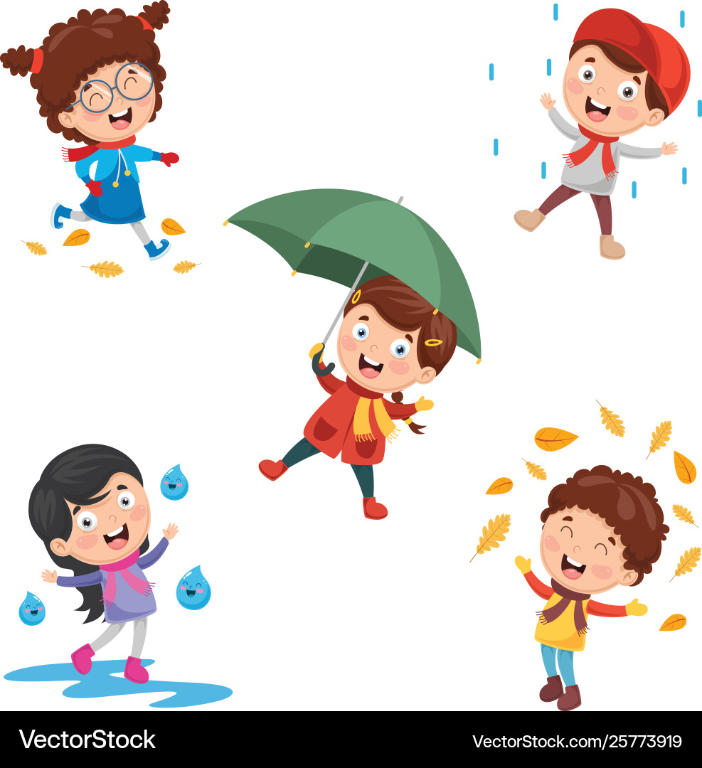 Autumn children Royalty Free Vector Image - VectorStock