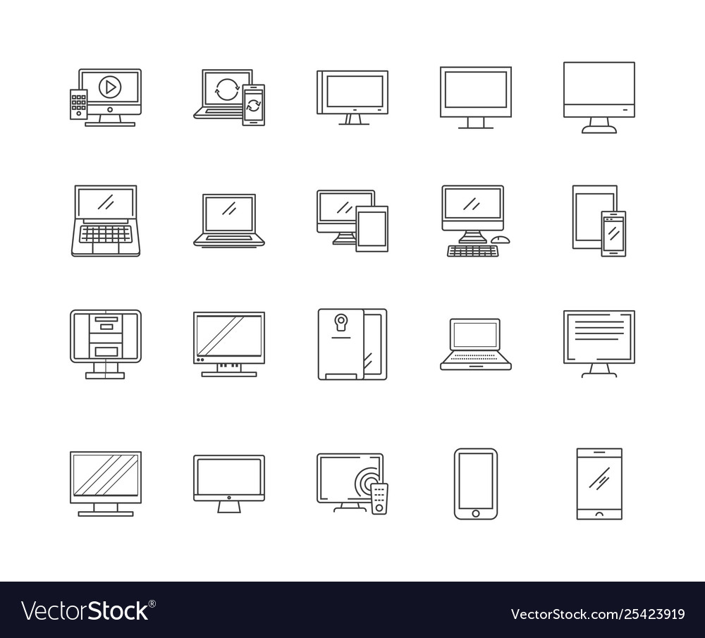 Computers line icons signs set outline Royalty Free Vector