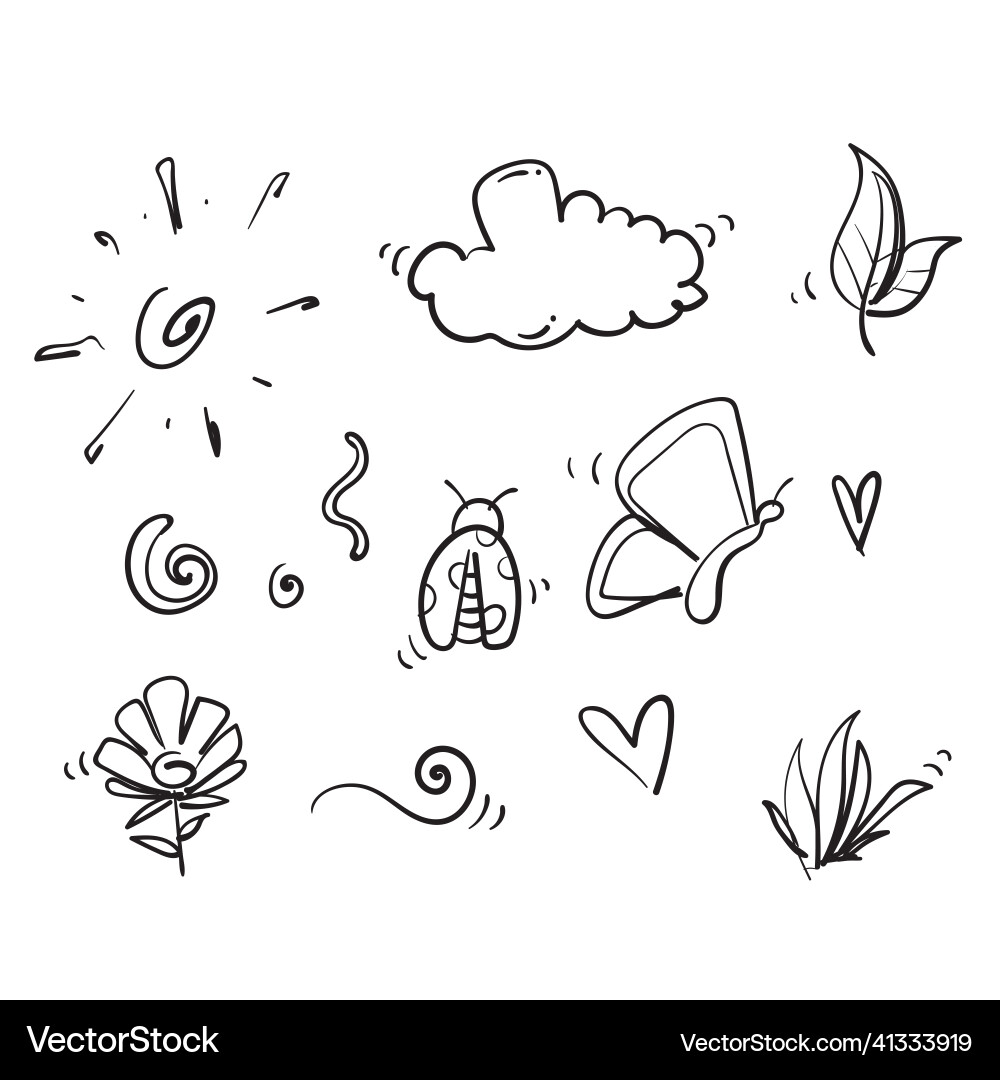 Hand drawn doodle spring doodle element Royalty Free Vector