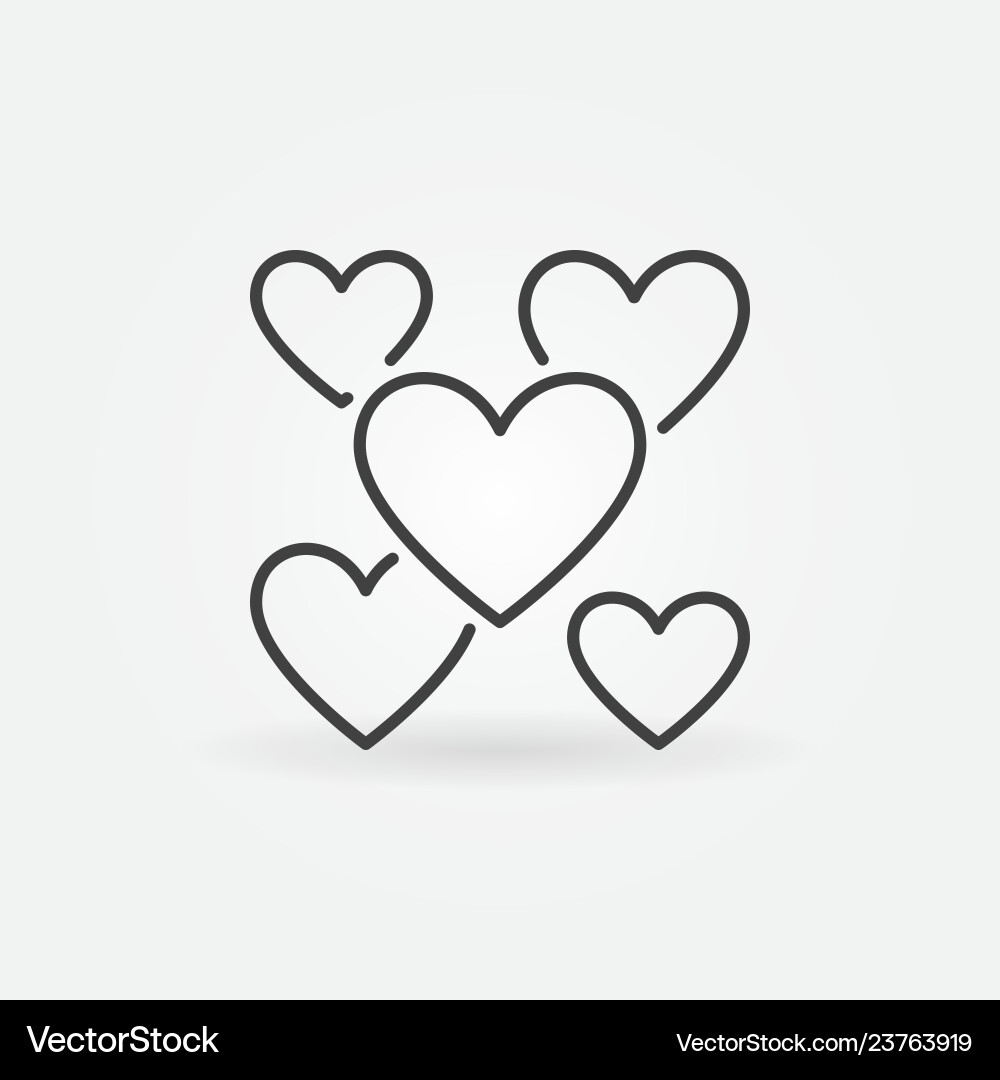 Hearts outline icon valentines day Royalty Free Vector Image