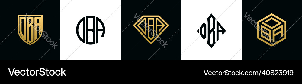 Initial letters dba logo designs bundle Royalty Free Vector