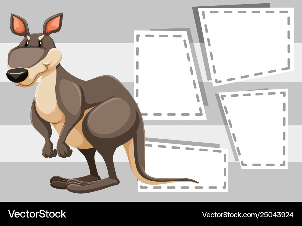 Kangaroo on note template Royalty Free Vector Image