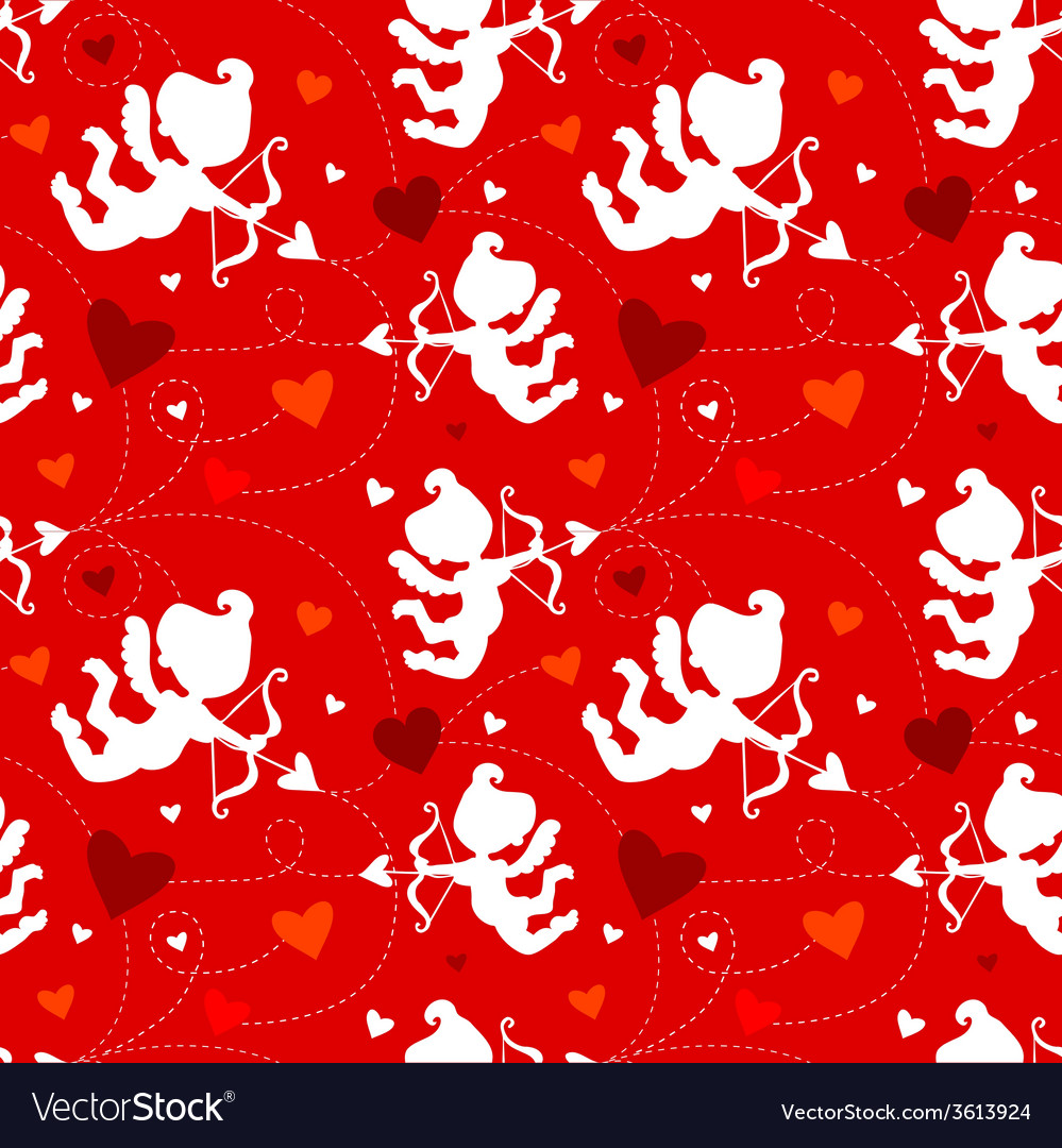 Seamless pattern with cupids Royalty Free Vector Image
