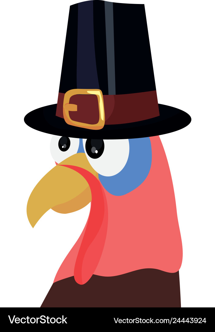 Thanksgiving turkey wearing traditional hat Vector Image
