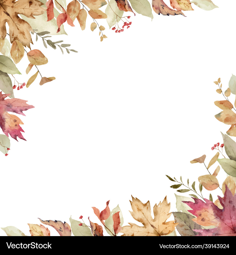 Watercolor card with fall leaves Royalty Free Vector Image