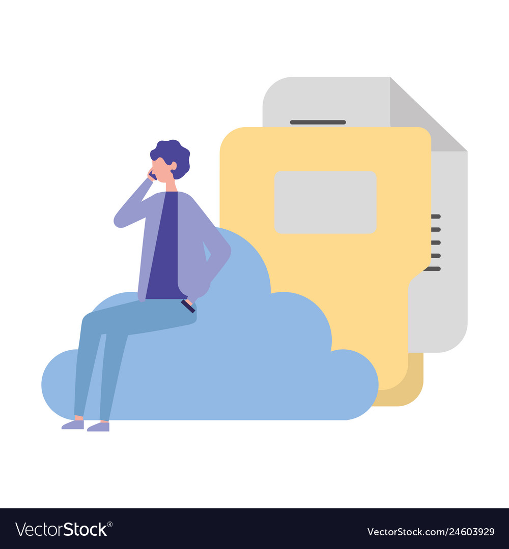 Businessman cloud computing folder file Royalty Free Vector