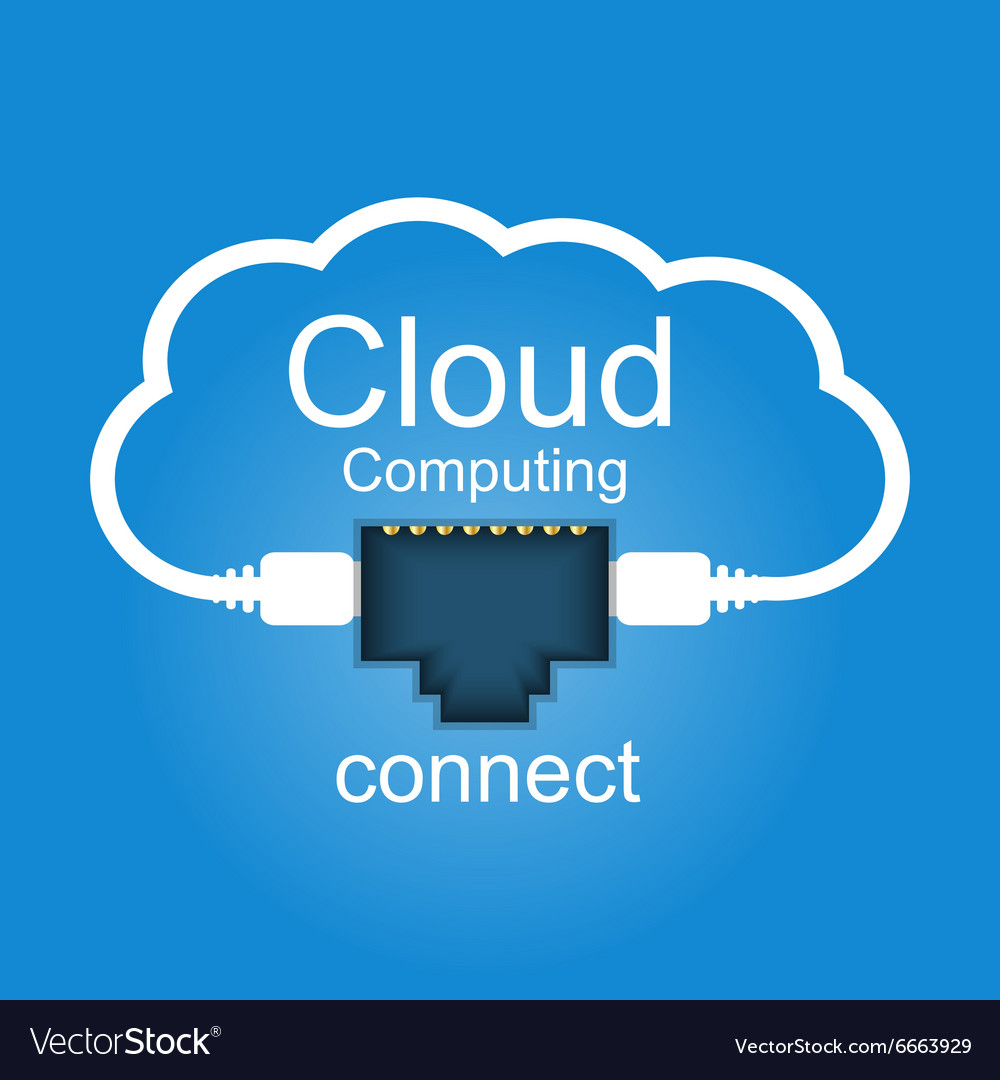 Cloud computing concept connected to the Vector Image