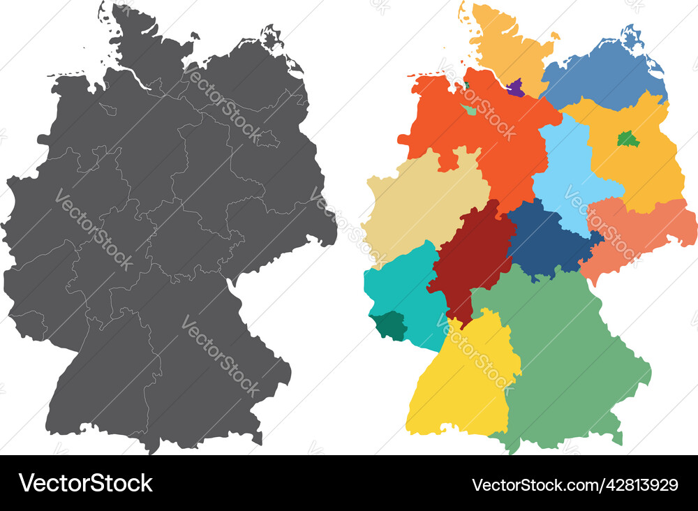 Germany states colored map Royalty Free Vector Image