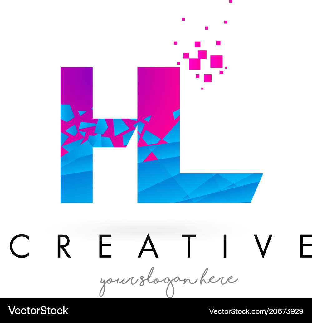 Hl h l letter logo with shattered broken blue Vector Image