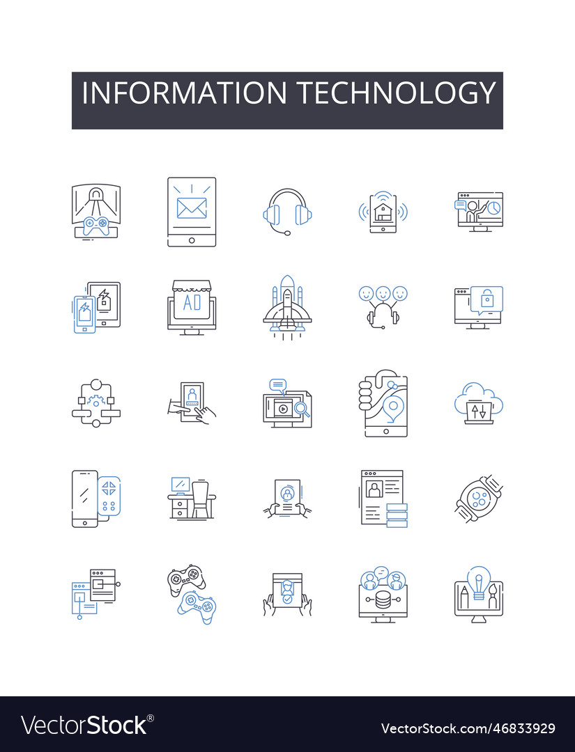 Information technology line icons collection Vector Image Information technology line icons collection Vector Image