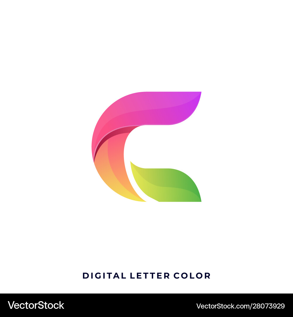 Letter c digital media icon application template Vector Image