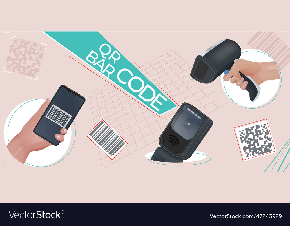 Scan codes realistic collage Royalty Free Vector Image
