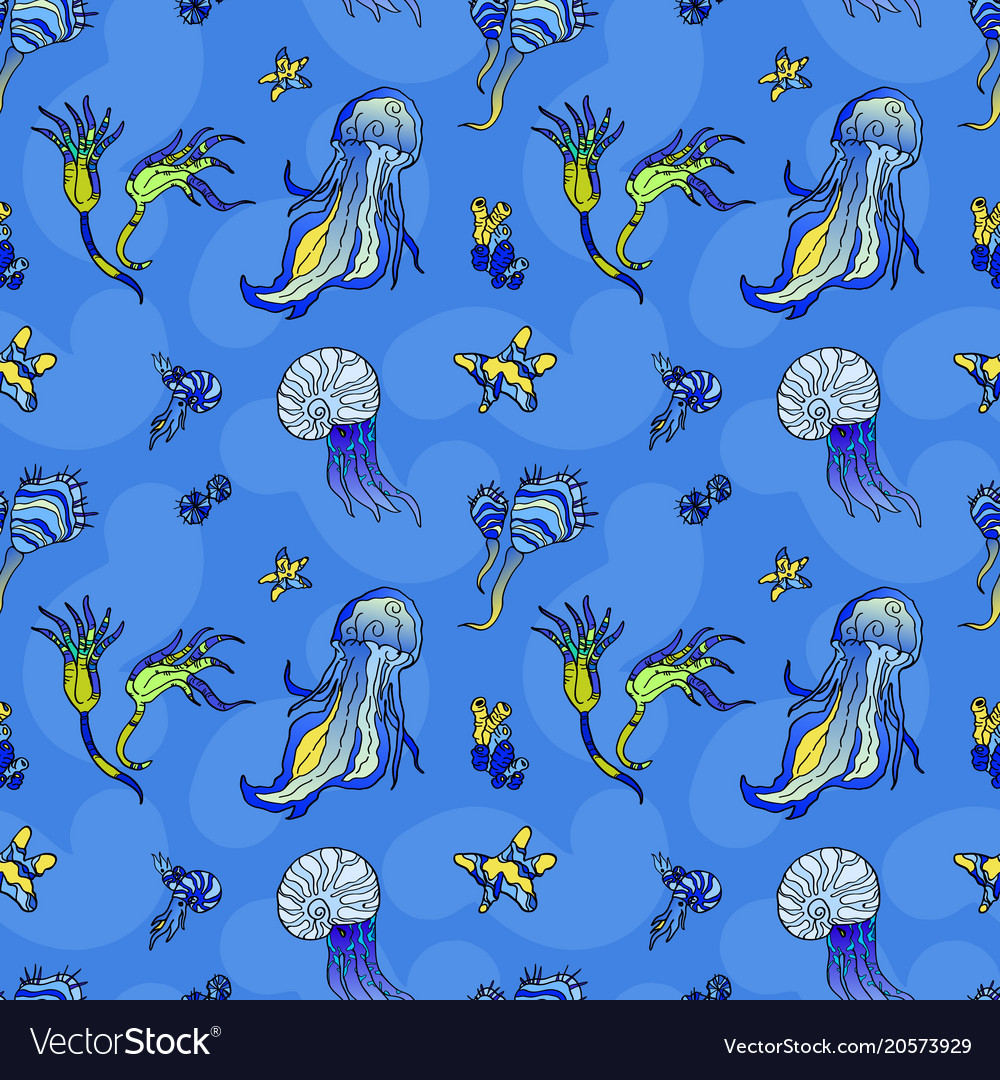 Sea-world-pattern Royalty Free Vector Image - VectorStock